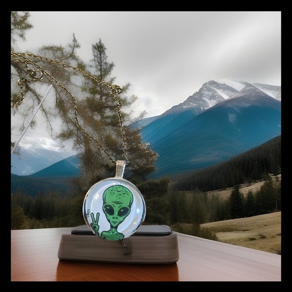 Handmade | Jewelry | Extraterrestrial Alien Pendant Necklace Peace Sign ...